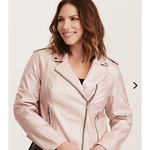 torrid | Jackets & Coats | Torrid Rose Gold Faux Leather Moto Jacket ...